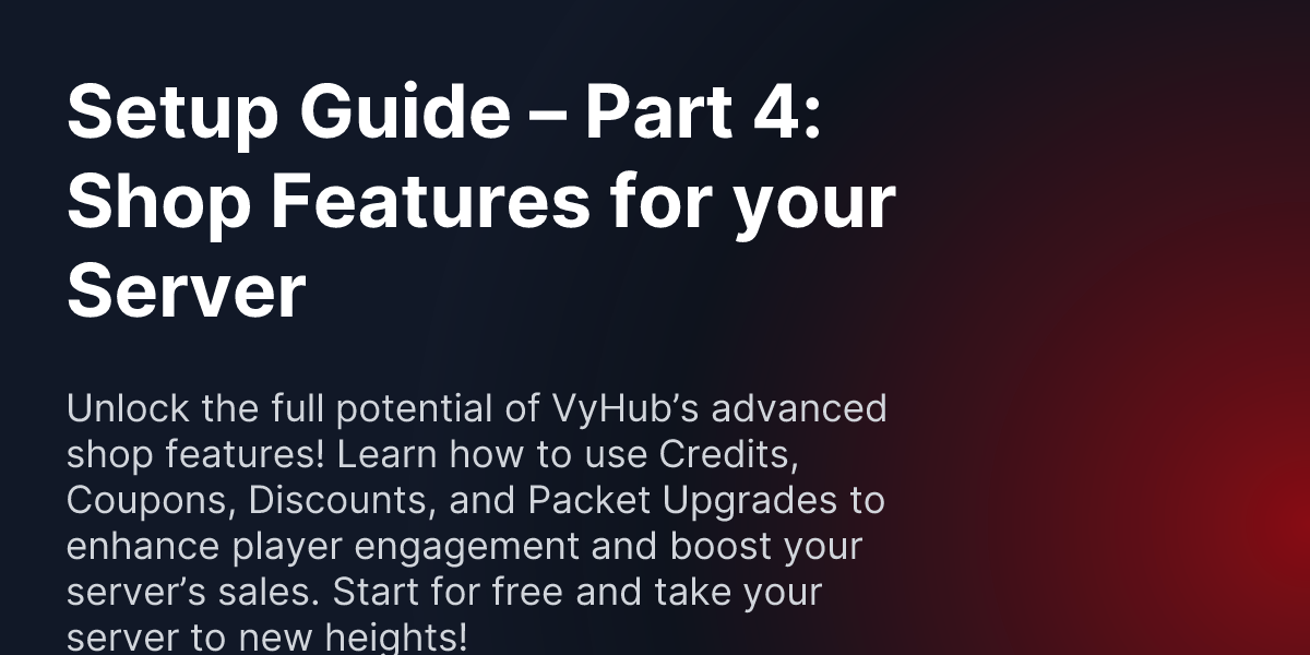 Setup Guide – Part 4: Shop Features for your Server - VyHub